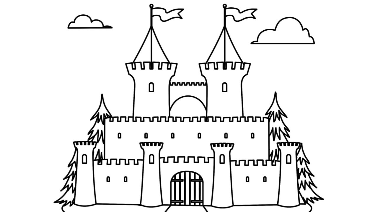 HOW TO DRAW A CASTLE, DRAW CUTE THINGS FOR KIDS - YouTube