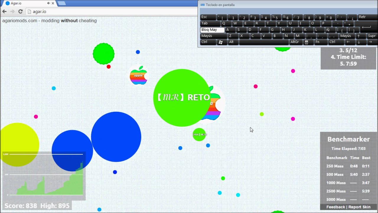 TROLLEOS Y RETO DE JUGAR CON EL TECLADO DE WINDOWS - AGAR.IO - YouTube
