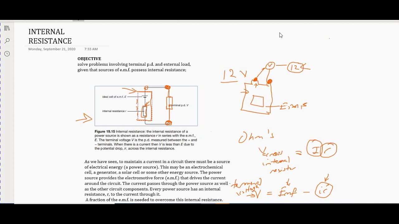 Internal Resistance Lesson CAPE PHYSICS UNIT 2 - YouTube