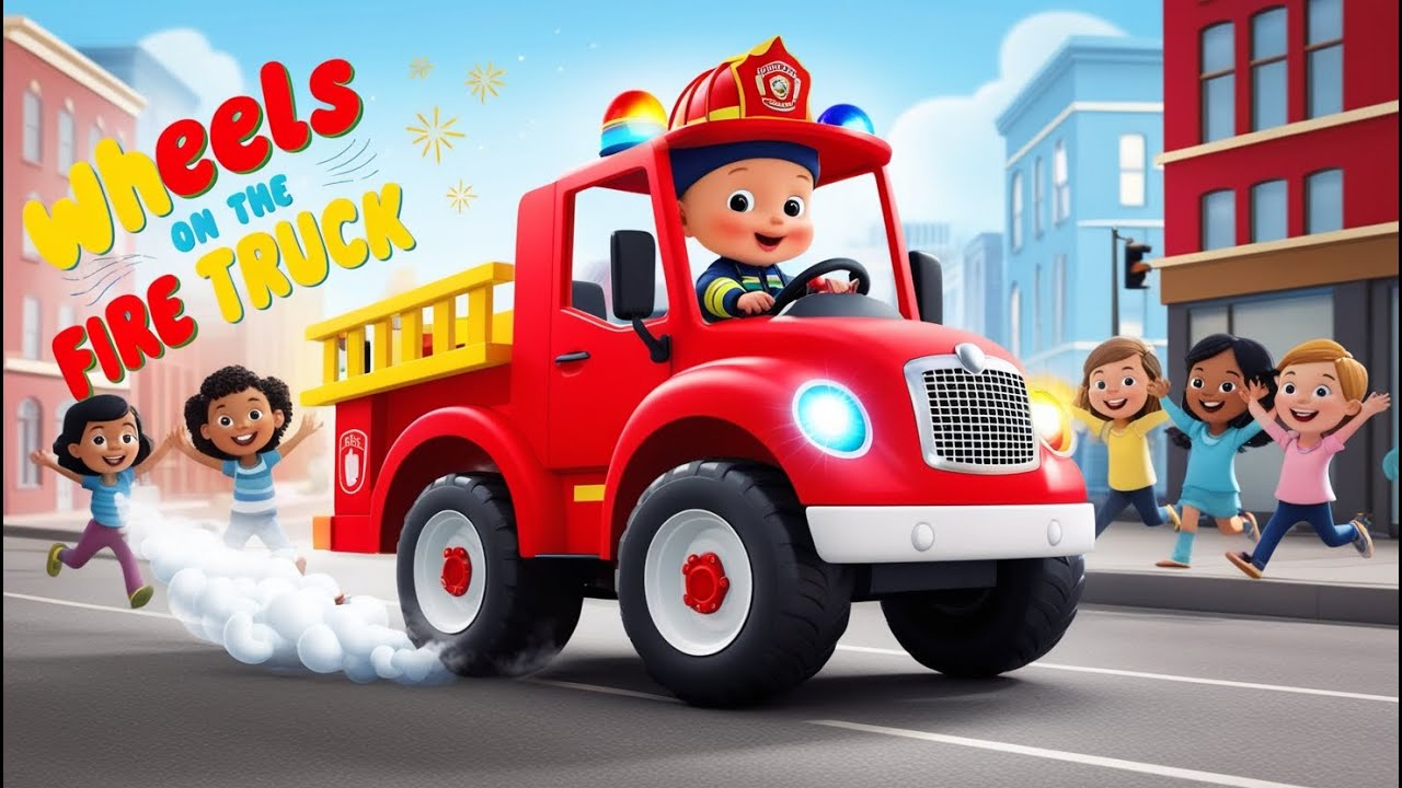 Wheels on the Fire Truck 🚒 | Heroes to the Rescue Song for Kids ...