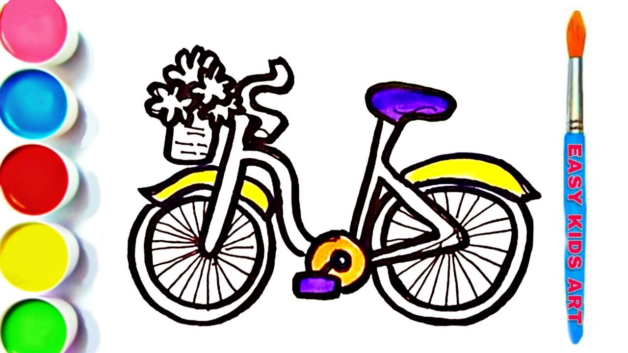 Bicycle 🚲 Drawing, Coloring & Painting for Kids, Toddlers | How to Draw ...