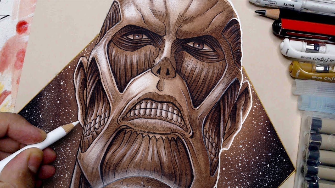 Colossal Titan Speed Drawing - Attack on Titan 進撃の巨人 - YouTube