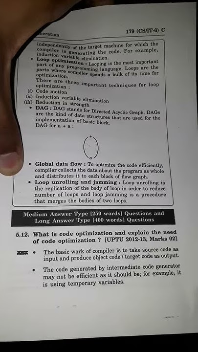 Code Optimisation and explain the need of code Optimisation in compiler design 5 marks question ...