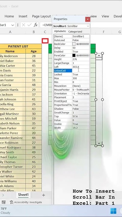 How To Add Scroll Bar In Excel Part 1 Excel Exceltips Dataanalytics Datascience Microsoft