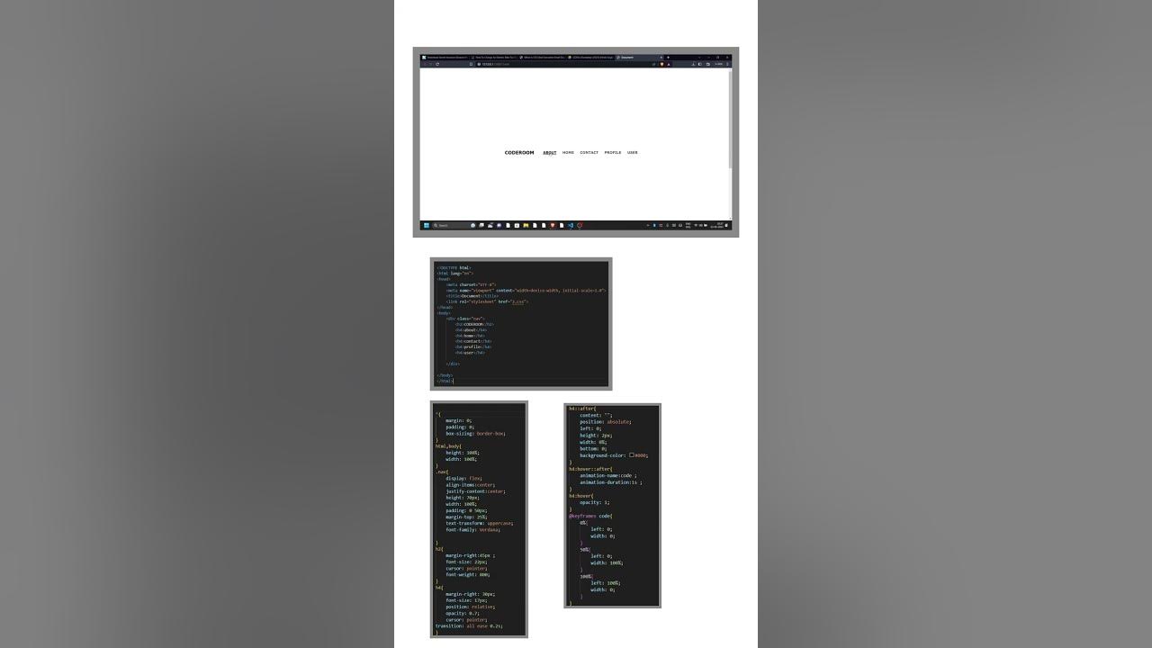 How To Create A Navbar Hover Animation Use Html And Css With Coderoom Shorts Whatsappstatus