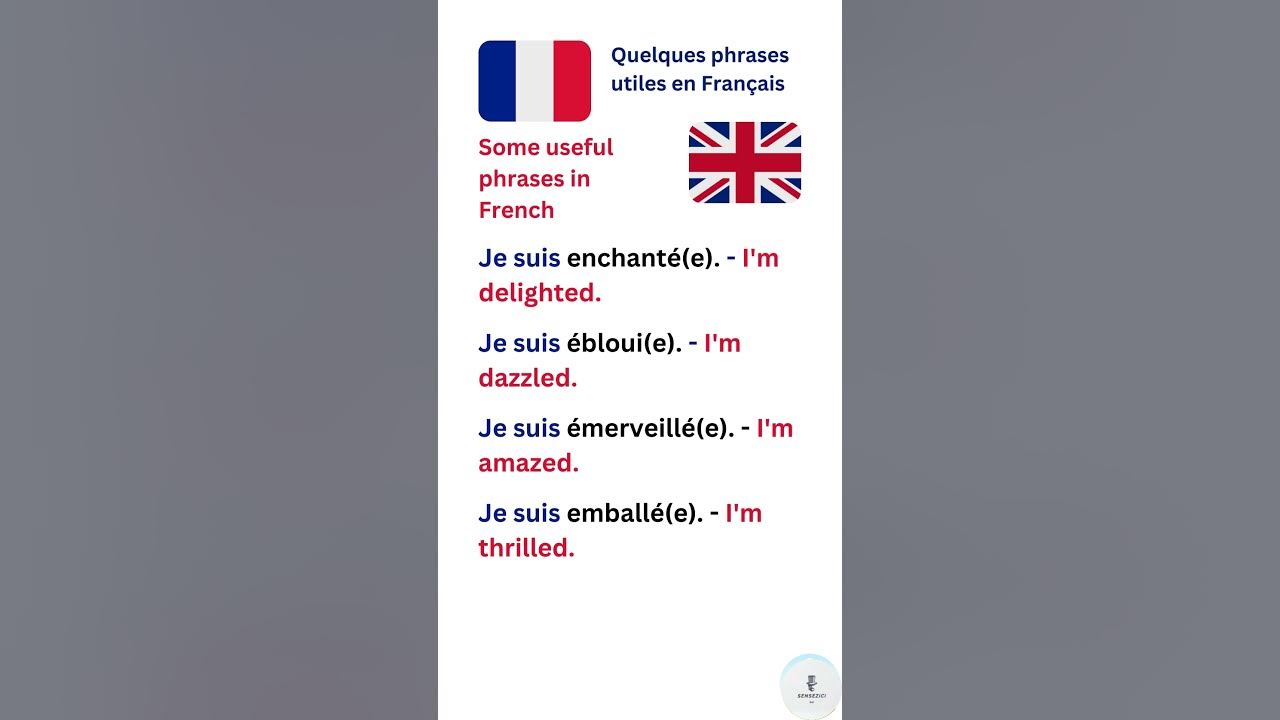 Quelques phrases utiles en français - Some useful phrases in French ...