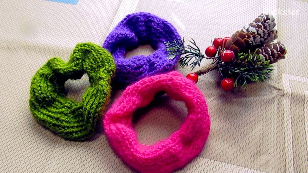 How To Make Knitted Winter Scrunchies - DIY Knitted Scrunchies Tutorial ...