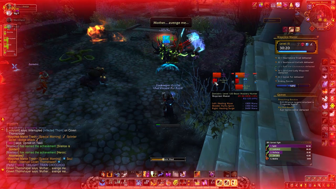 Waycrest Manor +15 in time World of Warcraft Restoration Shaman - YouTube