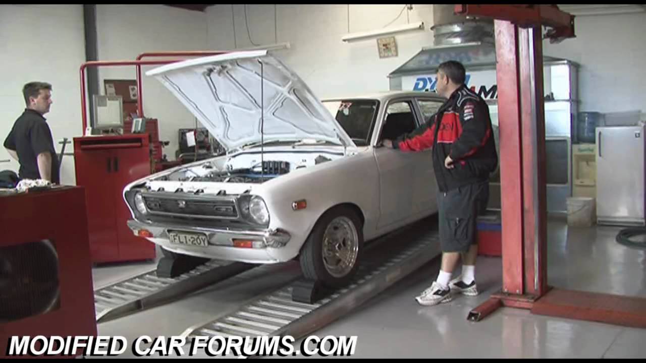 FLI20Y CA18DET Powered Datsun 120y dyno run 300.4 bhp - YouTube