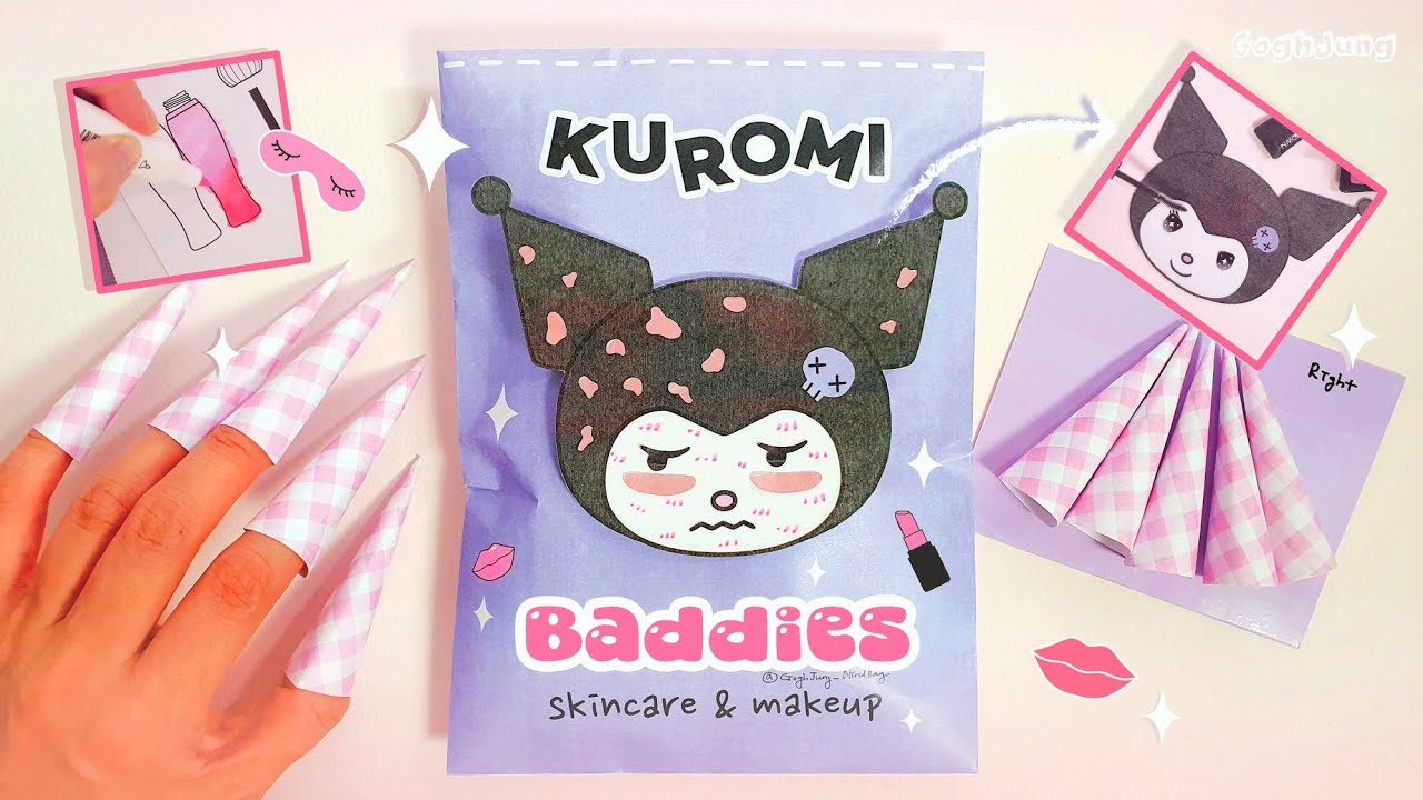 [paper diy] Kuromi ️ Skincare Makeup💄 Blind bag | ASMR | no music🔇 ...