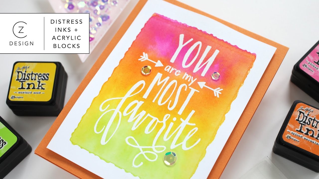 Distress Ink + Acrylic Block Stamping - YouTube