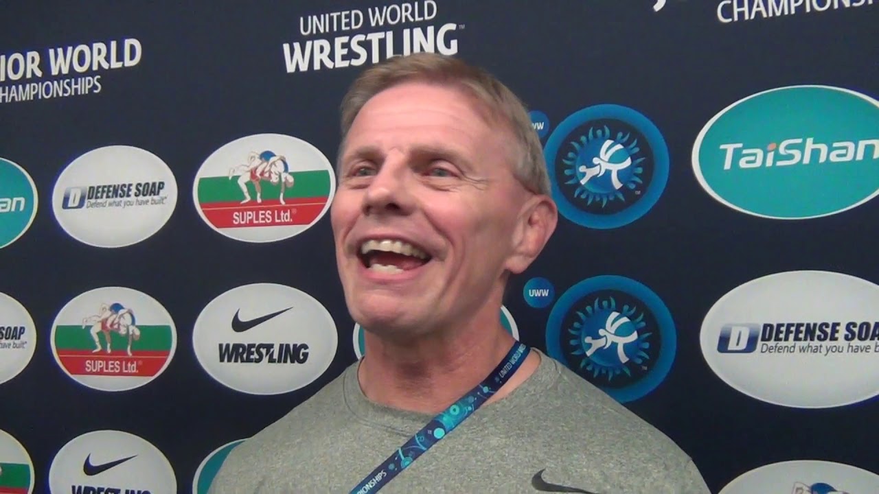 Coach Gary Mayabb at end of Greco-Roman at 2019 Junior Worlds - YouTube