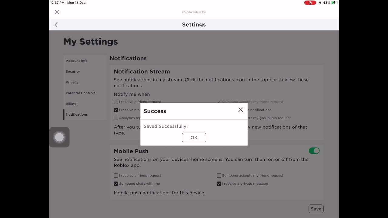 How to turn on notifications on roblox if someone chats with you. - YouTube