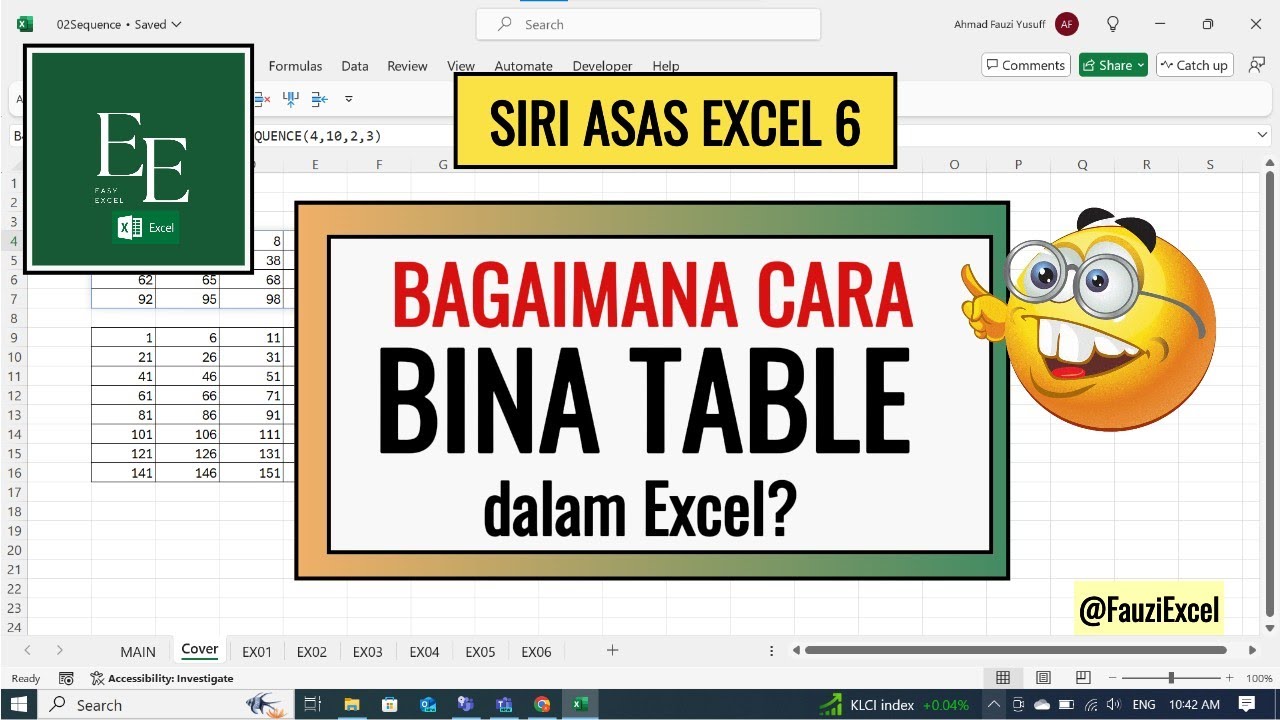 Bagaimana Cara Bina Table Dalam Excel? | 2024 - YouTube