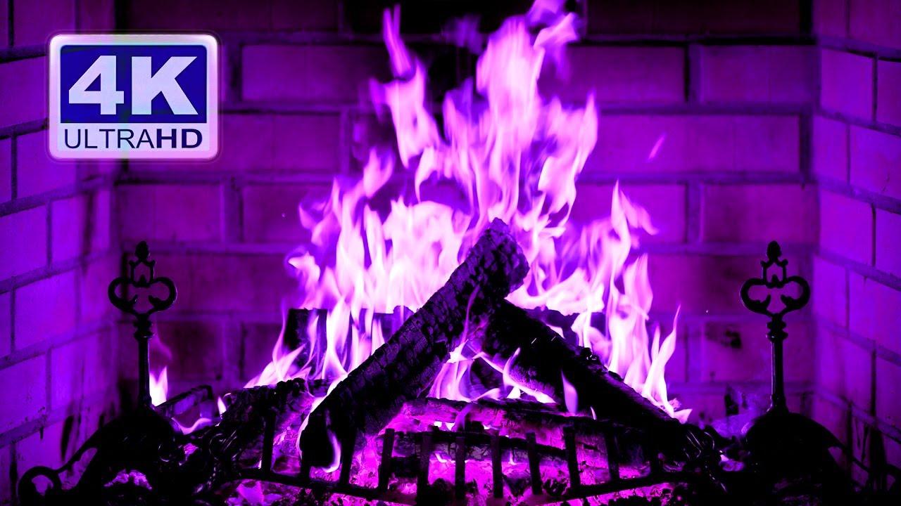 🔥 PURPLE Fireplace 4K! Colorful Fireplace Burning with purple flames ...