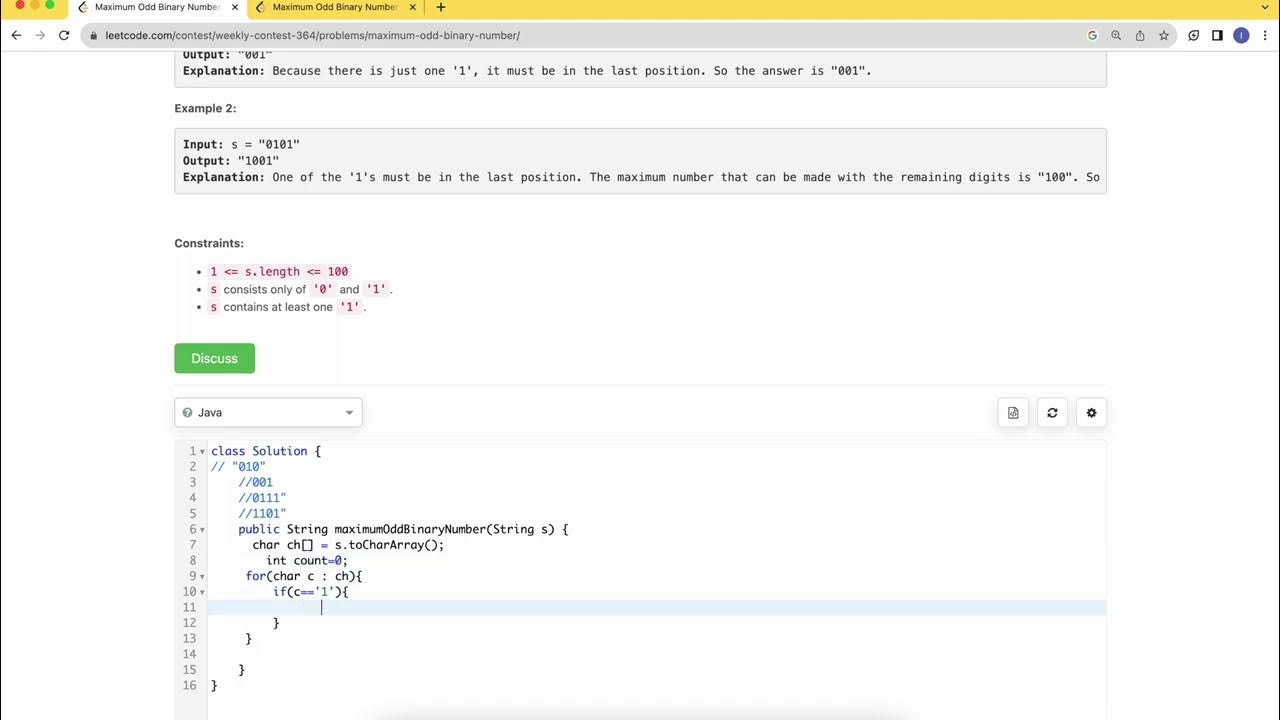 Leetcode 2864 Maximum Odd Binary Number Beats 100 Youtube