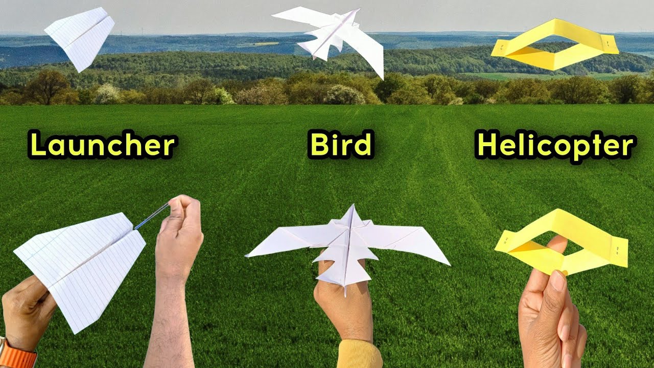 best 3 flying bird launcher, best 3 paper flying helicopter, paper ...
