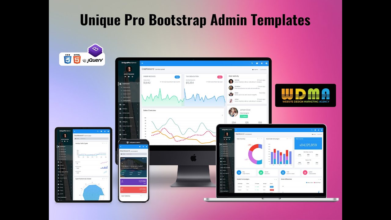 Unique Pro – Admin Dashboard Template With Analytical Dashboard - YouTube