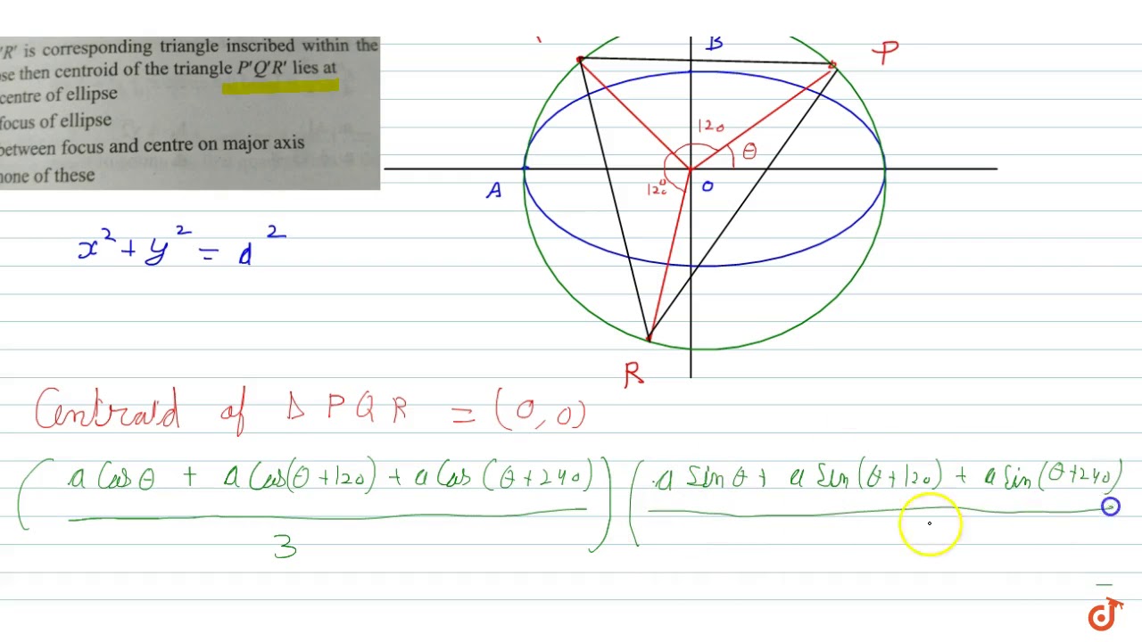 If `PQR` is an equilateral triangle inscribed in the auxiliary circle ...