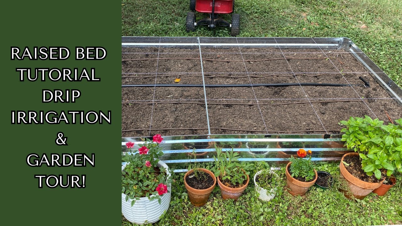 DIY Raised Bed Soil: Raised Bed Tutorial and Drip Irrigation with Garden Tour!! - YouTube