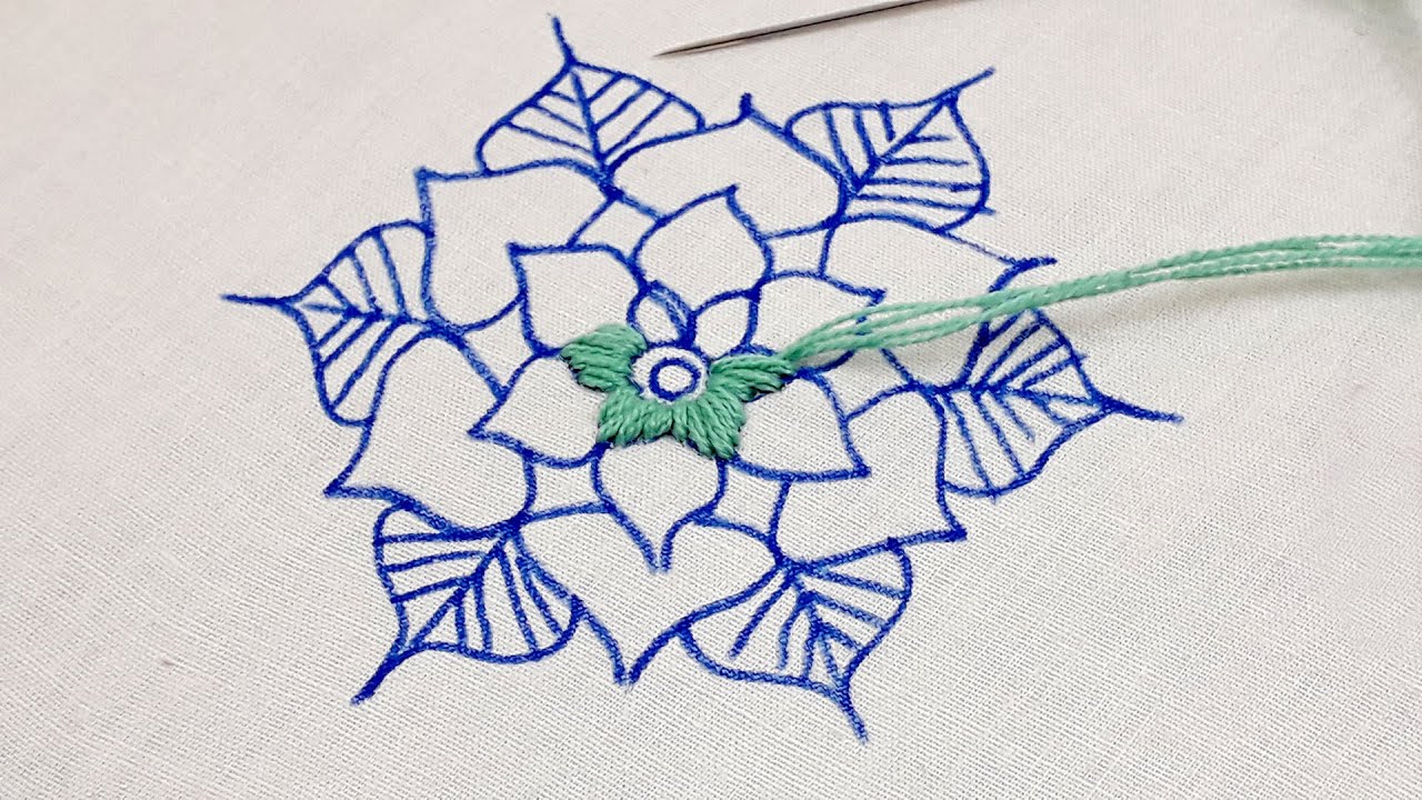 Hand Embroidery Flower Design Tutorial , simple flower stitch - YouTube