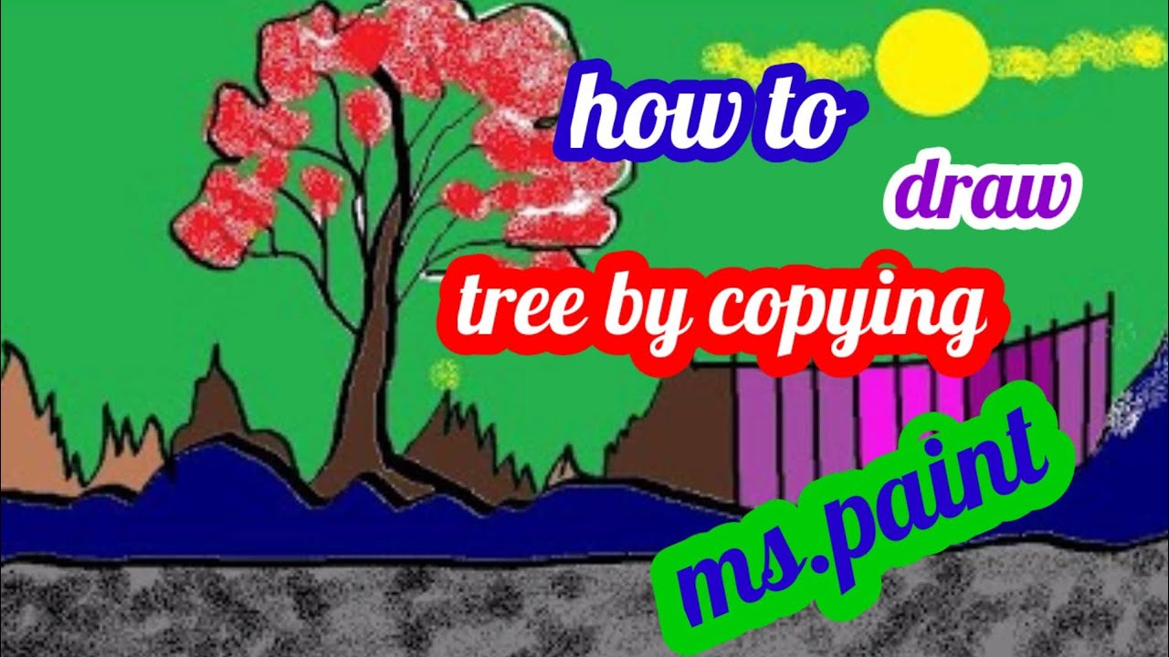 Drawing tree using ms paint easily - YouTube