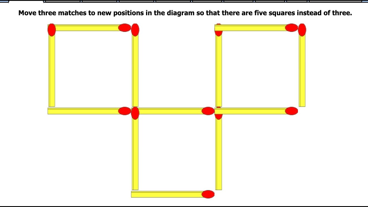 Move three matches - Make 5 Squares from three #brainteasers # ...