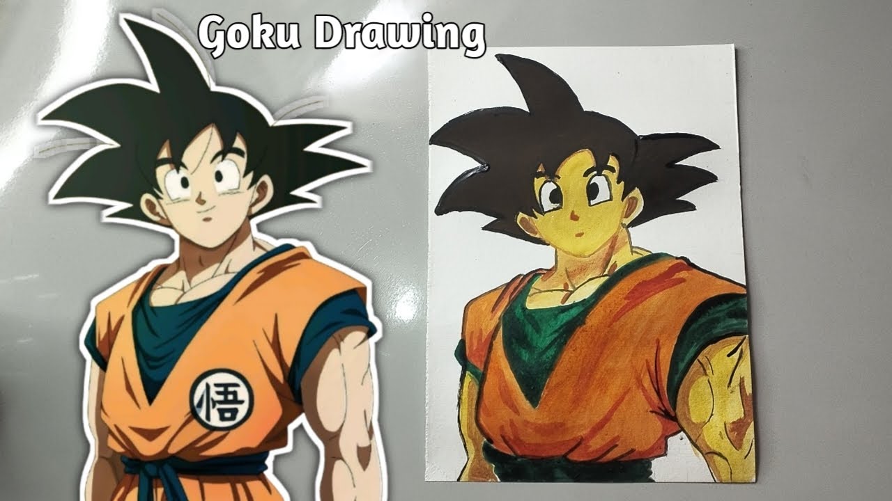 Goku drawing Part 2 || Goku drawing with water colour || Goku cartoon ...