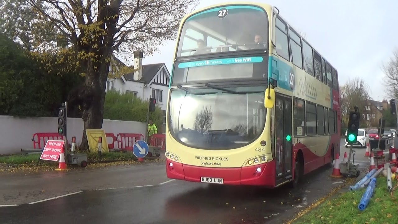 Brighton and Hove bus route 27 arriving at The Droveway bus stop, 3rd ...