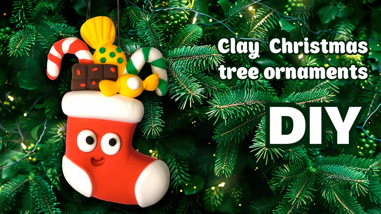 DIY| Air Dry Clay Candy Stocking 🧦🍬🎄 | Christmas Tree Ornament ...