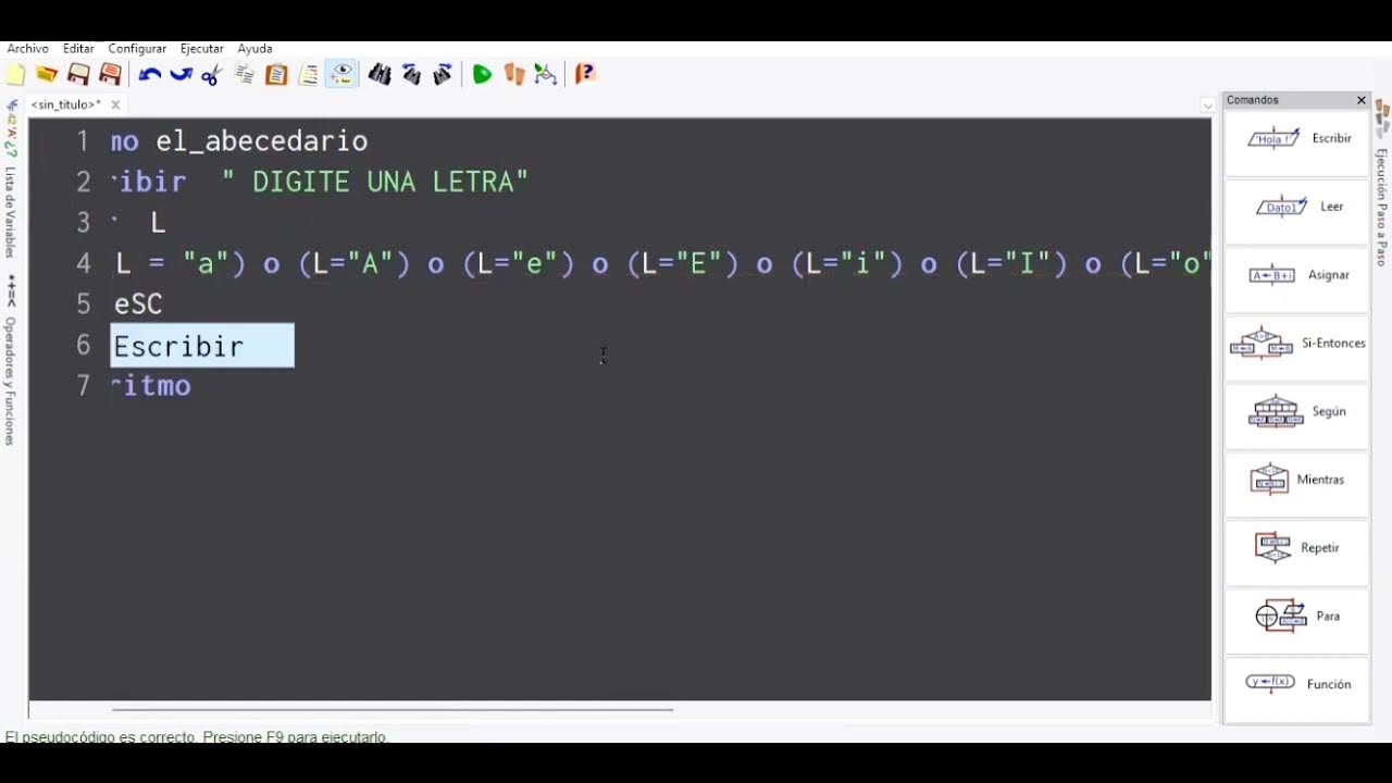 Algoritmo de Abecedario /VOCAL/O/CONSONANTE . Pseint 🤔💭 - YouTube