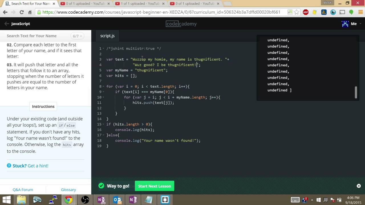 Search Text for your name ex 6 - YouTube