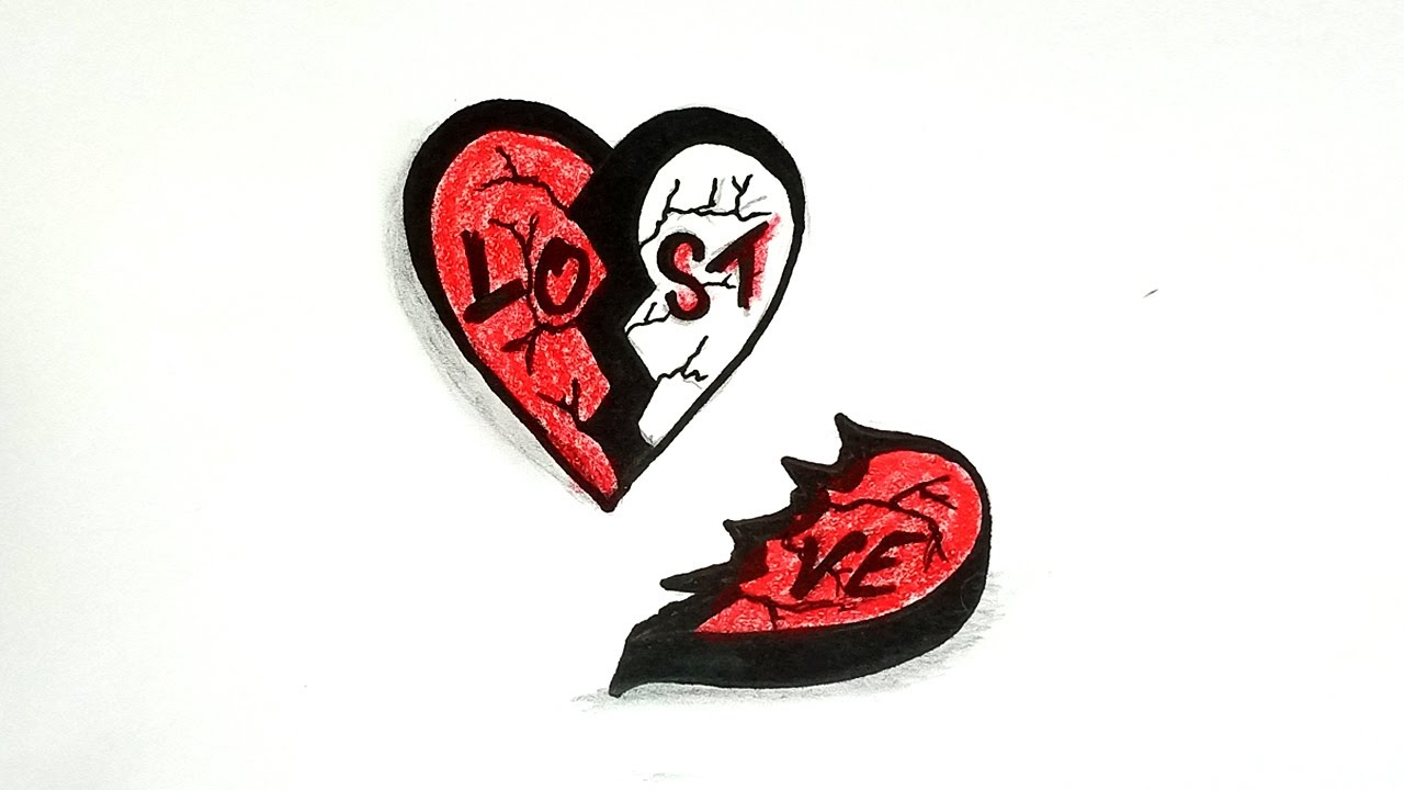 How To Draw a Broken Heart Step By Step / Broken Heart Drawing Tutorial ...