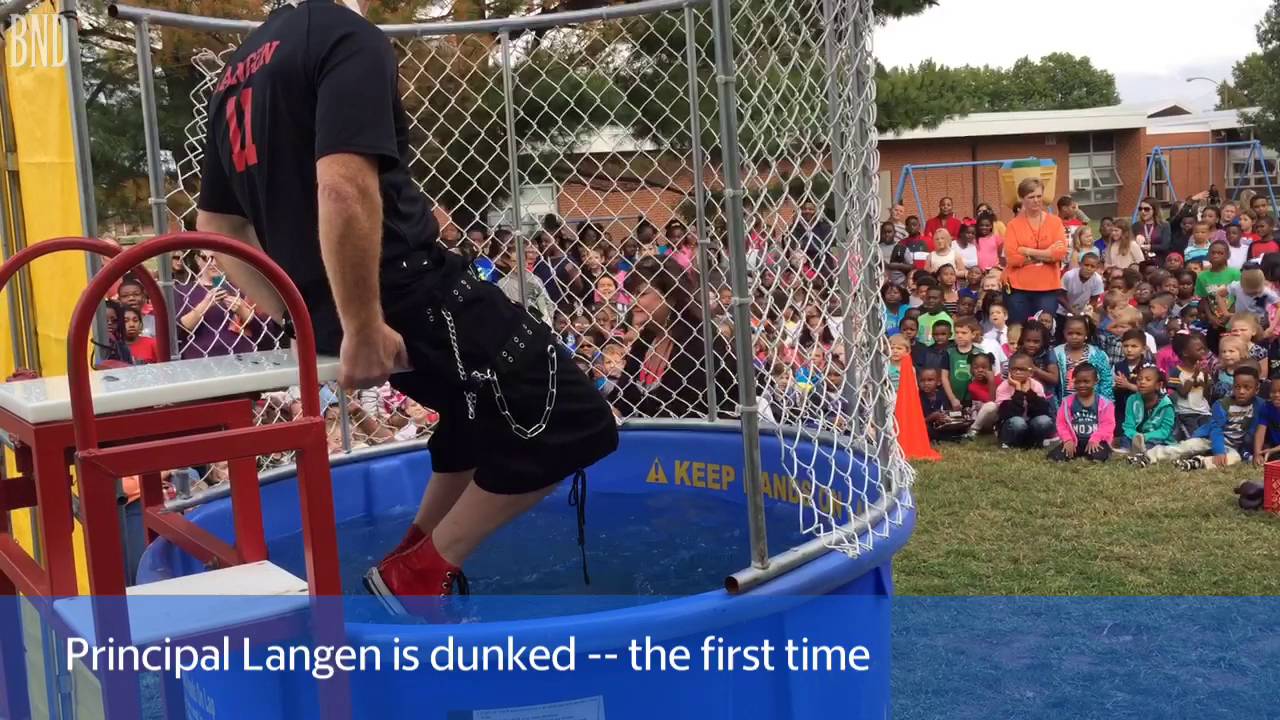 Dunking principals for a good cause - YouTube