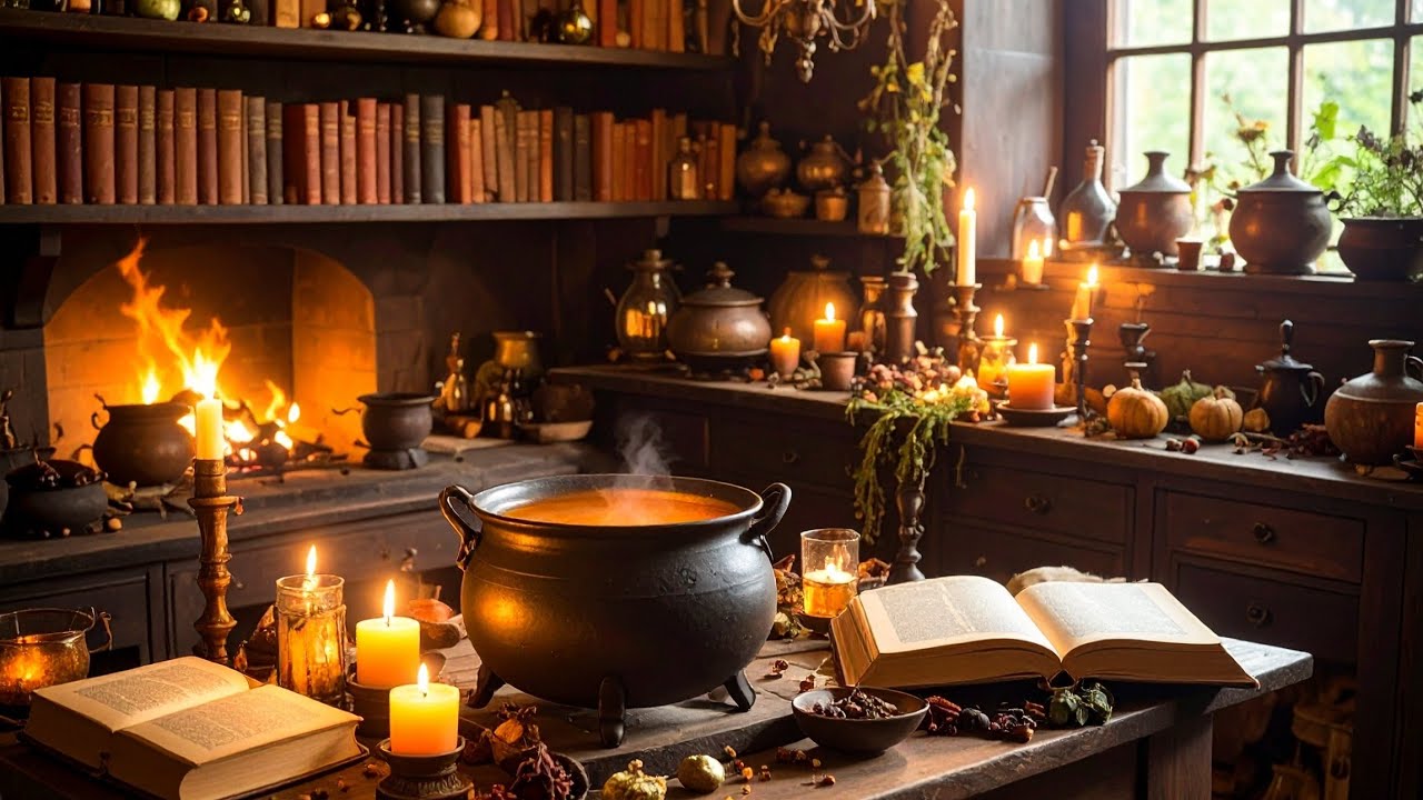 POV you are in a Witch's Kitchen | Crackling Fire | Witch Ambience ...