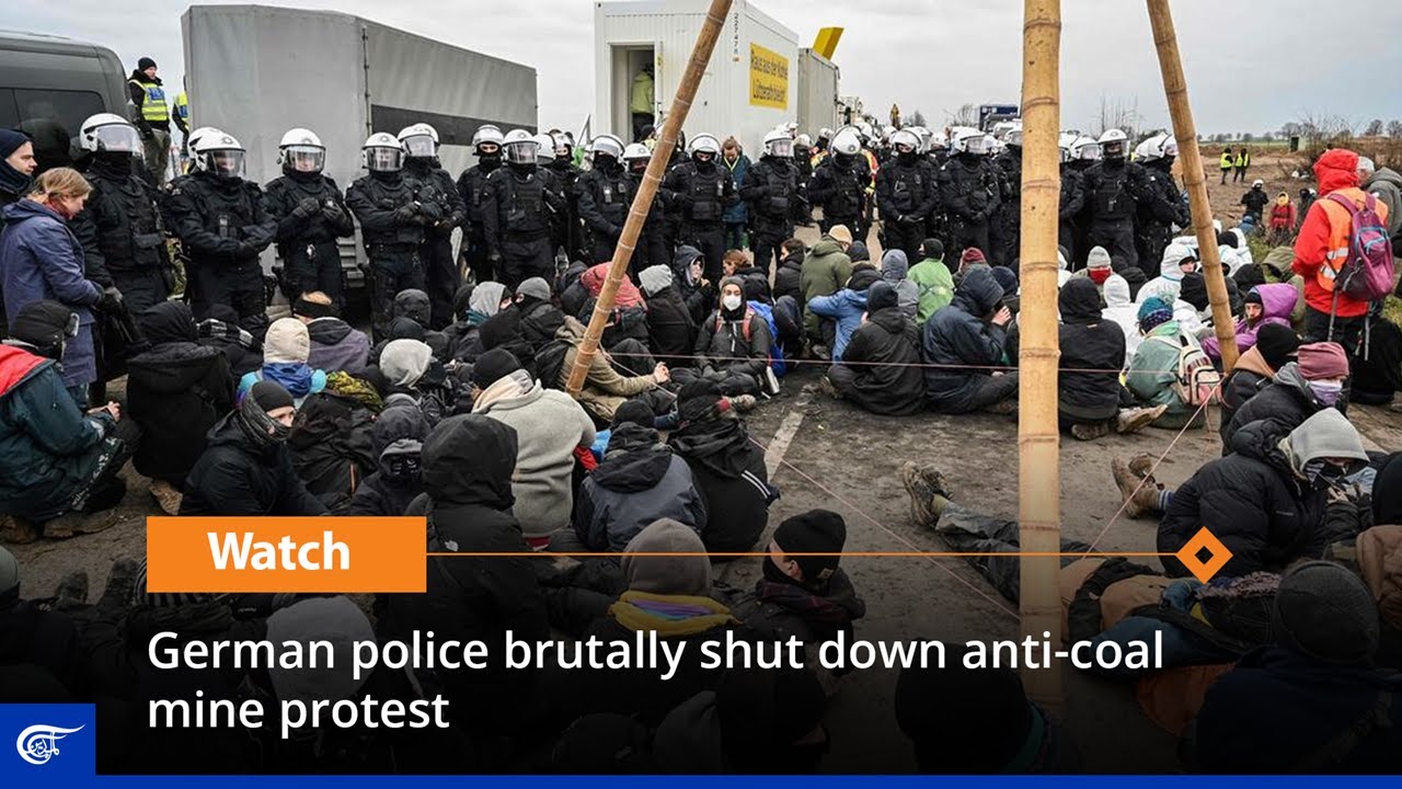 German police brutally shut down anti-coal mine protest - YouTube