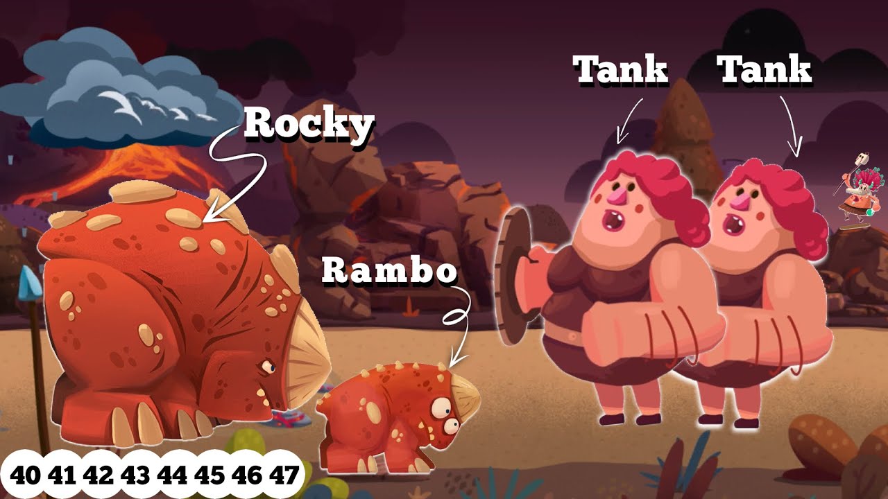 Dino bash - only Rambo and Rocky gameplay 2021 (40-47 levels) - YouTube