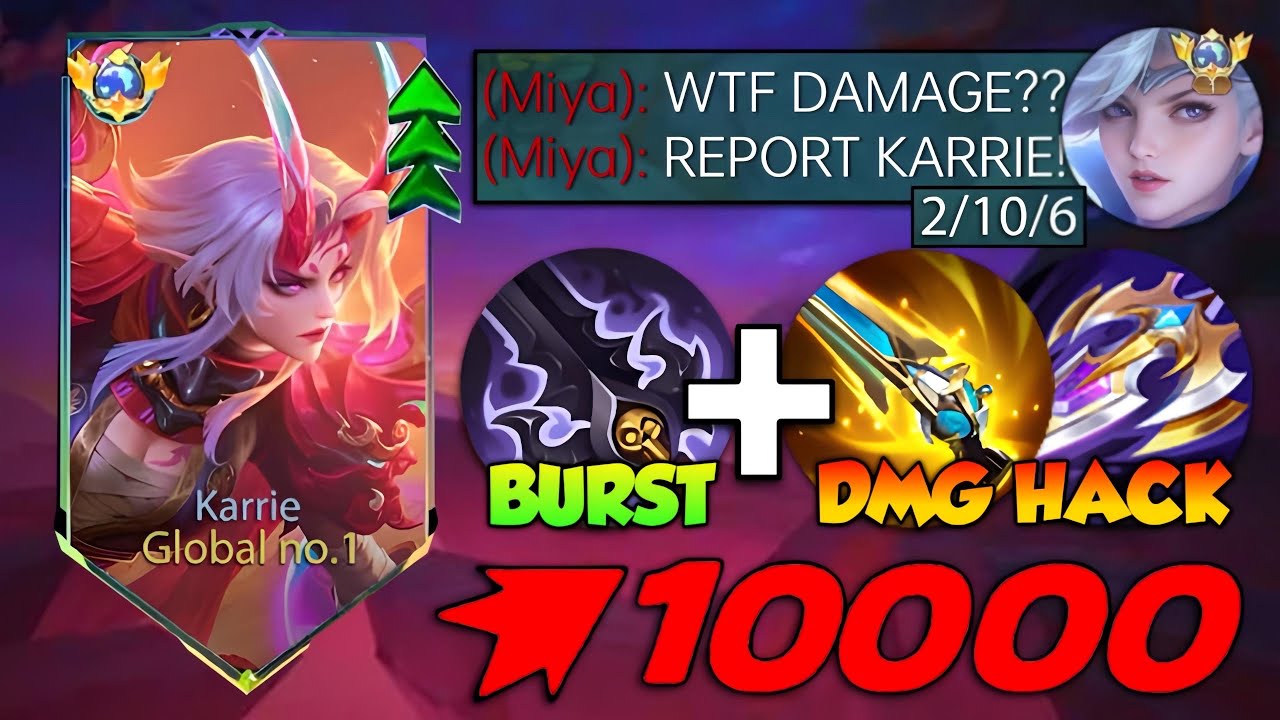 NEW META! KARRIE 100% BEST DAMAGE BUILD AND EMBLEM!! (karrie best build ...