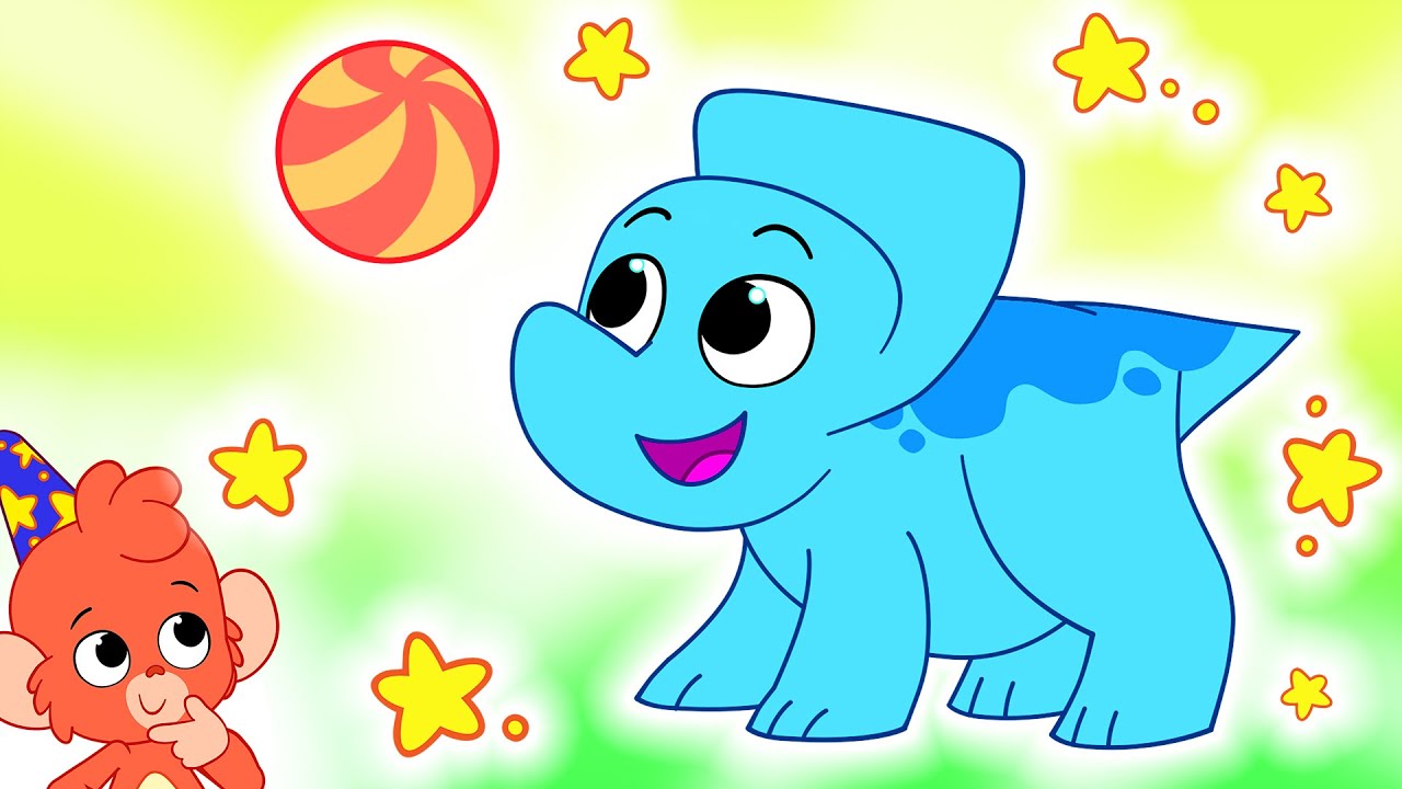 Cute Triceratops baby playing with ball | Club Baboo | Learn dinosaurs ...