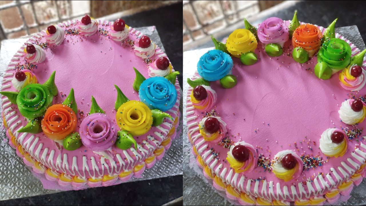 How to make cake preparation | Strawberry cake decoration ideas ...