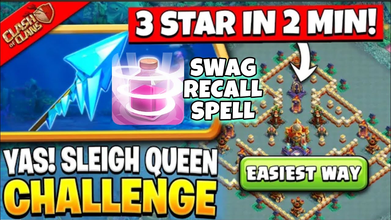 How to 3 Star Yas! Sleigh, Queen Challenge in Clash of Clans | Coc New ...