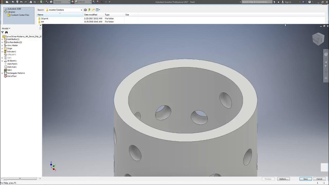Curve Driven Pattern Auto Desk Inventor 2017 - YouTube