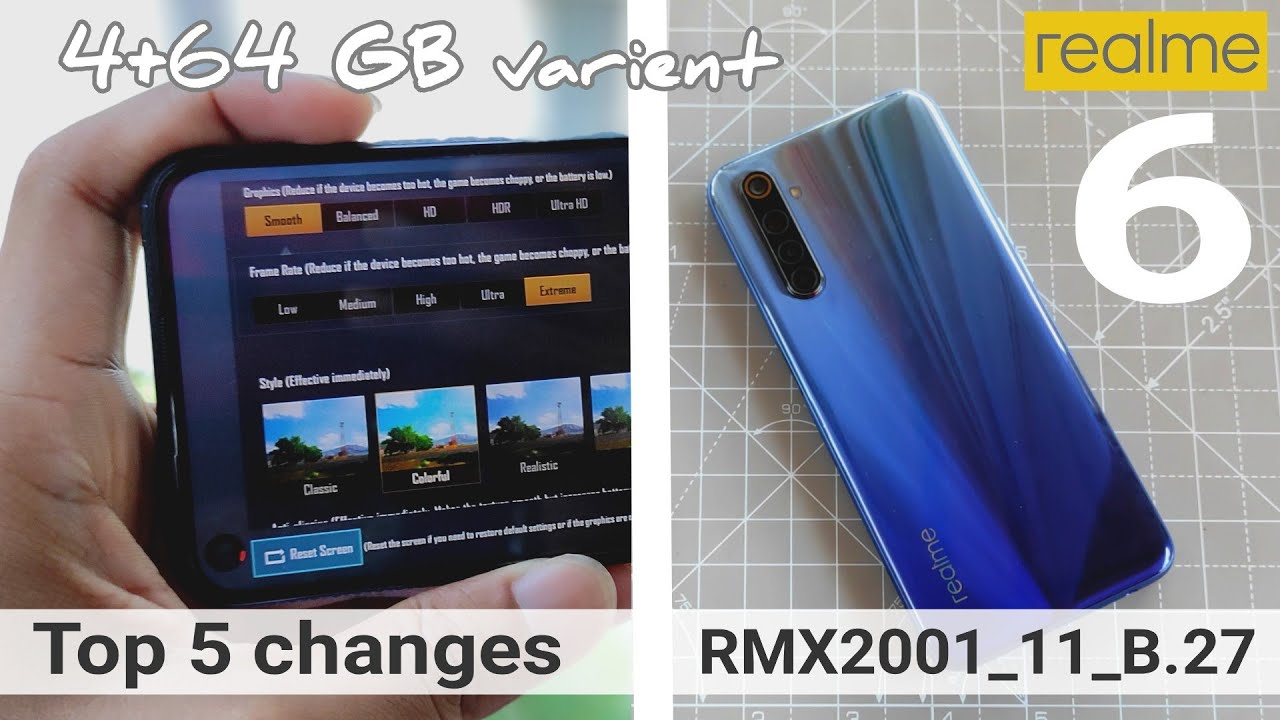 Realme 6 New update RMX2001_11_B.27 Top 5 Features _ 60FPS PUBG ...