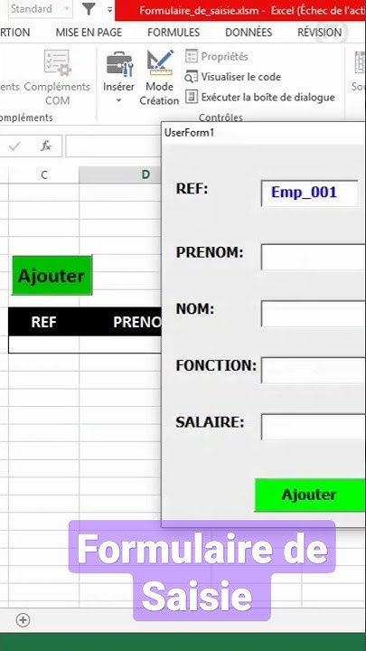 créer un formulaire de Saisie avec VBA Excel - YouTube