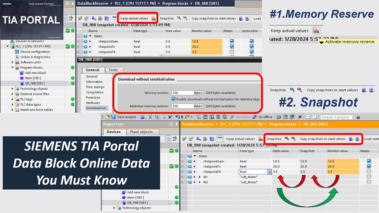 SC10. Siemens TIA Portal Data Block Online Data - You Must Know - YouTube