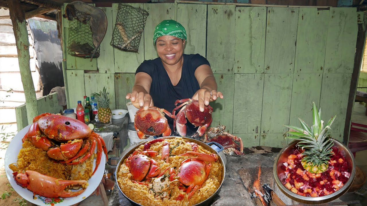 Locrio de Cangrejos y Centoyas, Comida Dominicana del Campo - YouTube