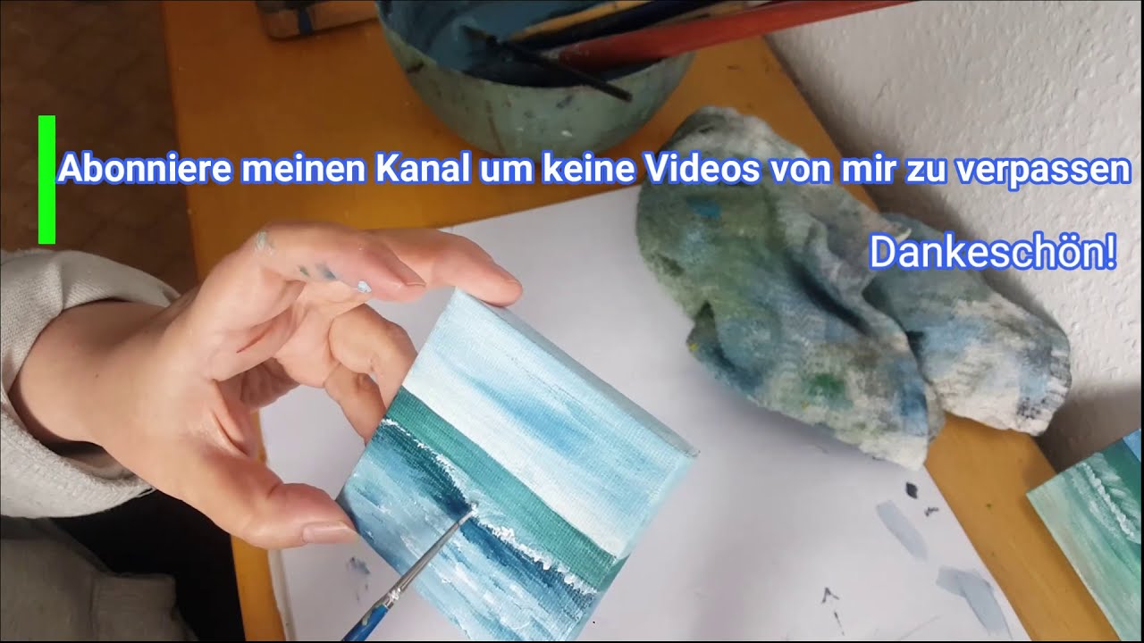 Kurz! Welle & Meer malen, Acrylmalen Zeitraffer | Tutorial Wave & sea ...