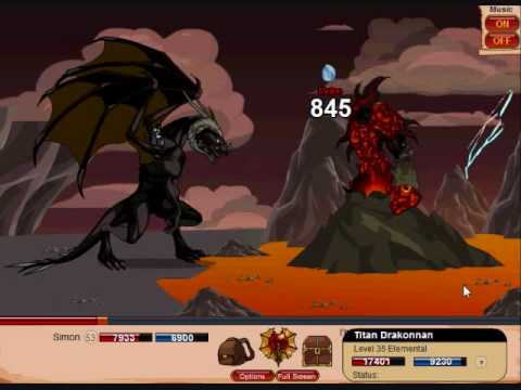 DRAGONFABLE -- Fire war , Drakonnan + Titan fight - YouTube