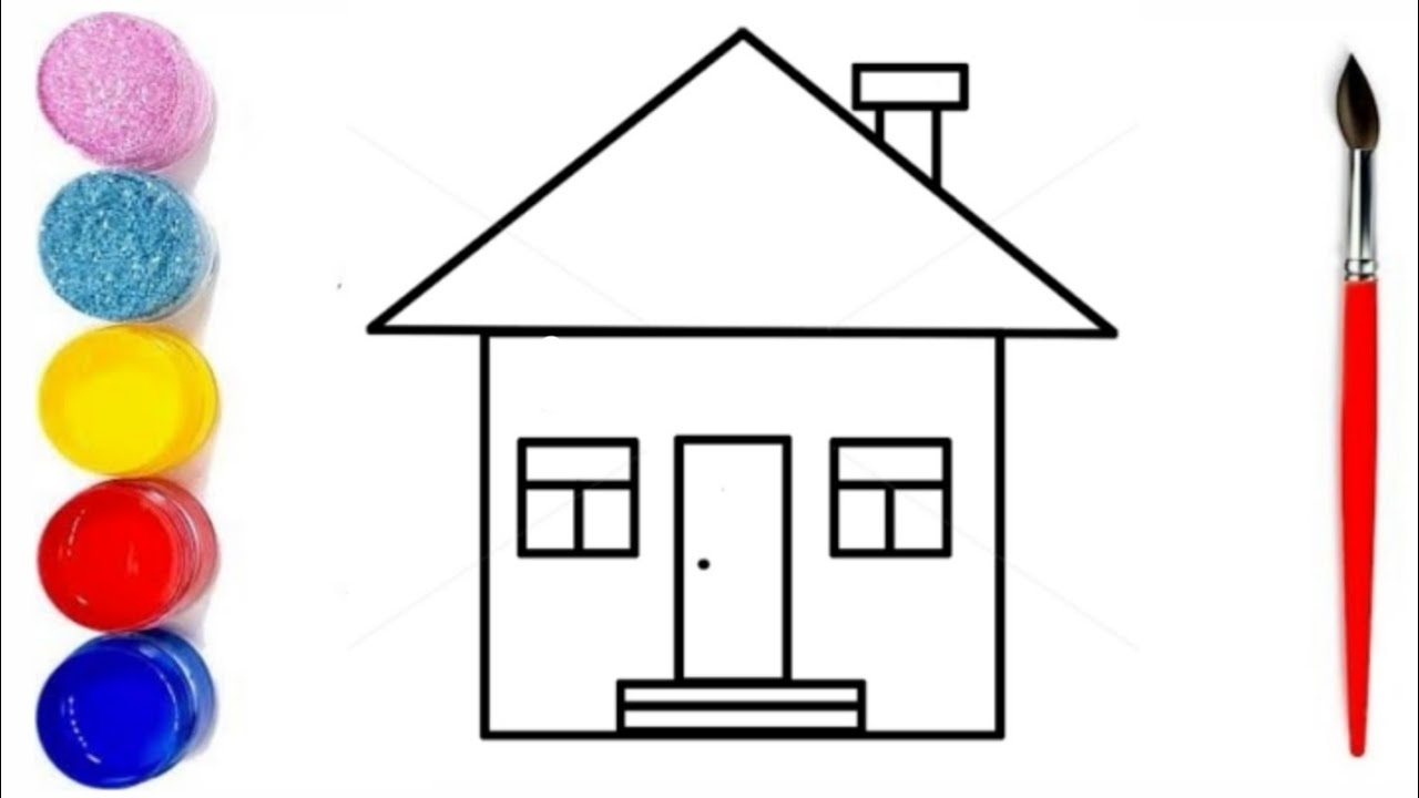 How to draw Cute House For Kids and Toddler - YouTube