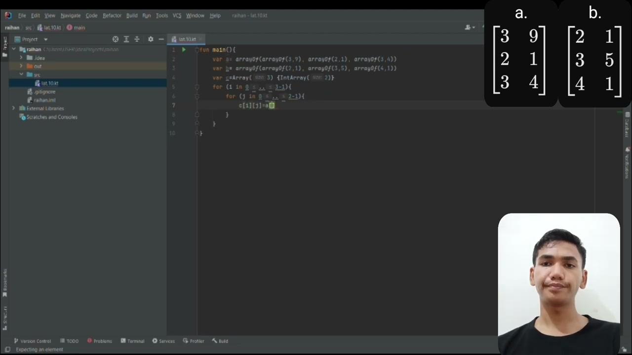 Penjumlahan matriks dalam algoritma menggunakan intelliJ IDEA - YouTube
